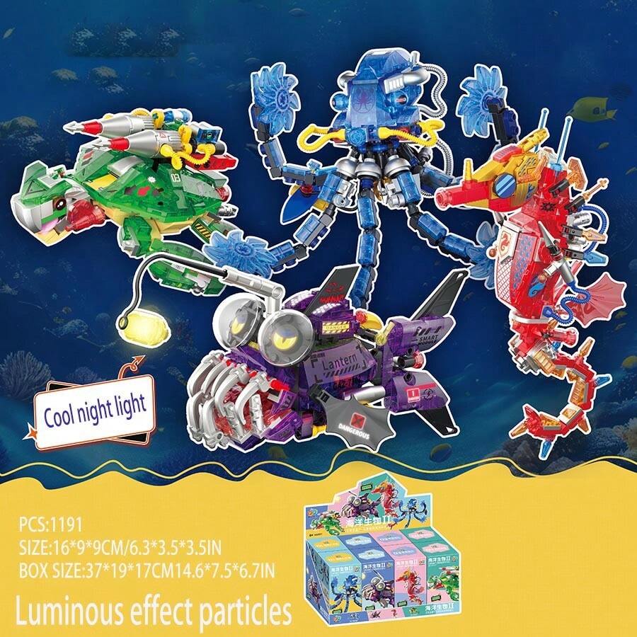 New Deep Sea Animal Building Blocks Models Decor, Includes Octopus ...