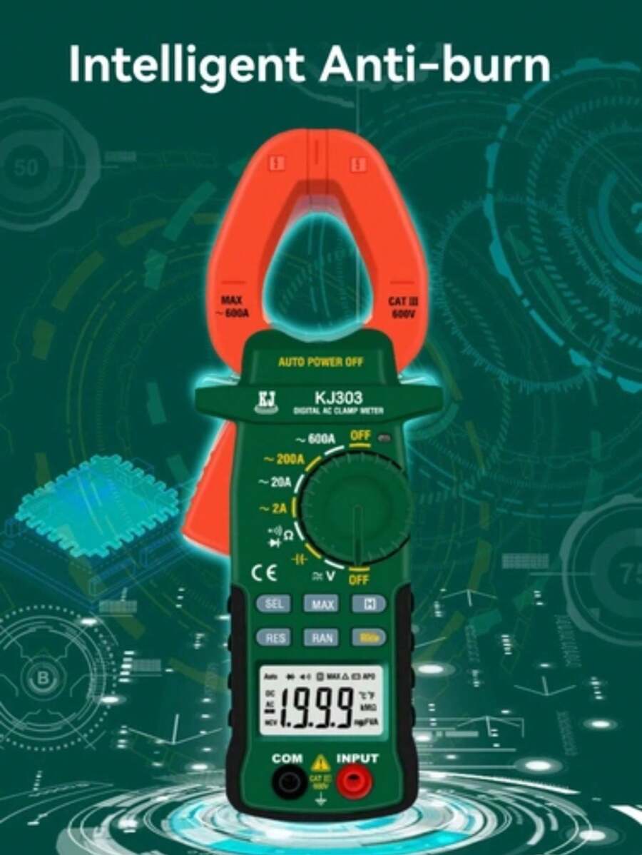 KJ303 Premium Digital Clamp Multimeter, Precise Measurement, Ohm, Diode ...