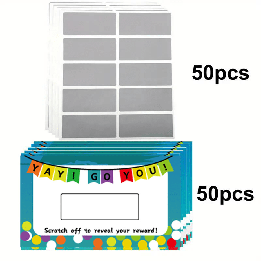 50pcs (Cards + Scratch Stickers) DIY Make Your Own Scratch Cards, Blank ...