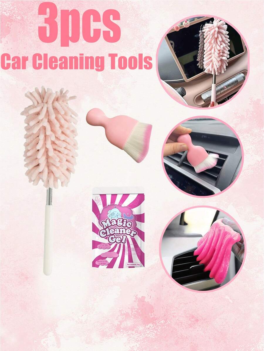 3pcs Mini Retractable And Flexible Ultra-Soft Fiber Car Dusting Brush ...