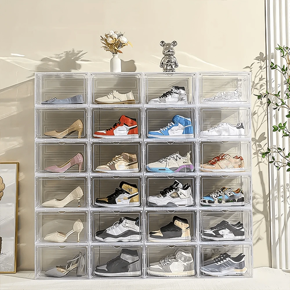 10 Piece Large Shoebox Clear Plastic Stackable, Large Sneaker Storage ...