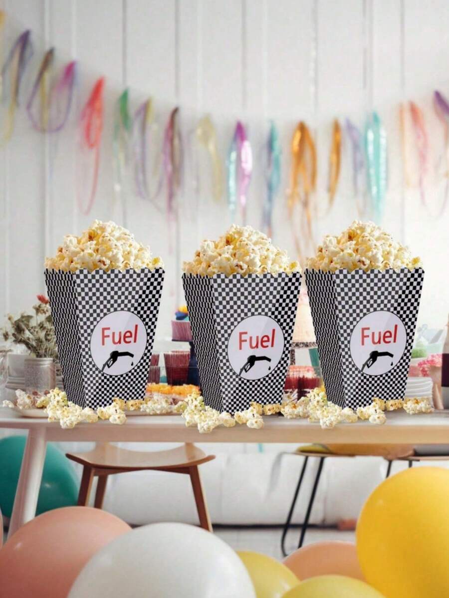 New Race Car Shaped Popcorn Box, Suitable For Black And White Checkered ...