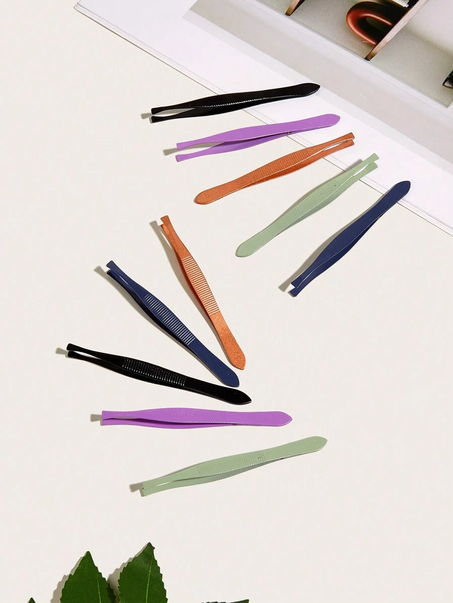 10pcsTweezers Set - Professional Stainless Steel Tweezers For Eyebrows ...