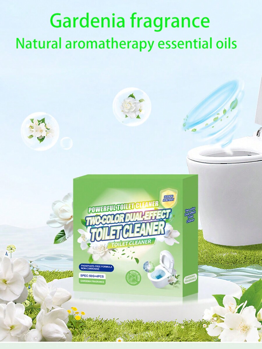 1 Box Of 4 Toilet Cleaning Blocks, Jasmine Scented, Long Lasting Toilet ...