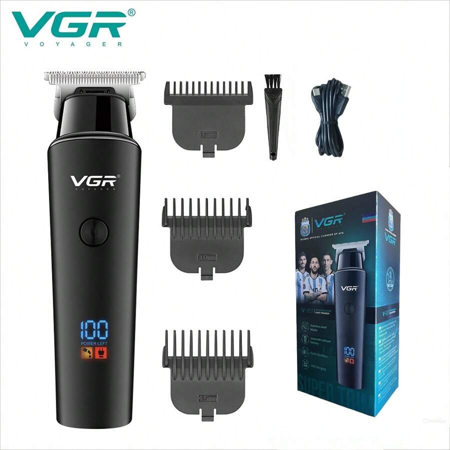 VGR ماكينة قص شعر كهربائية VGR ذات شاشة رقمية لاسلكية، ماكينة قص شعر محمولة احترافية من ...