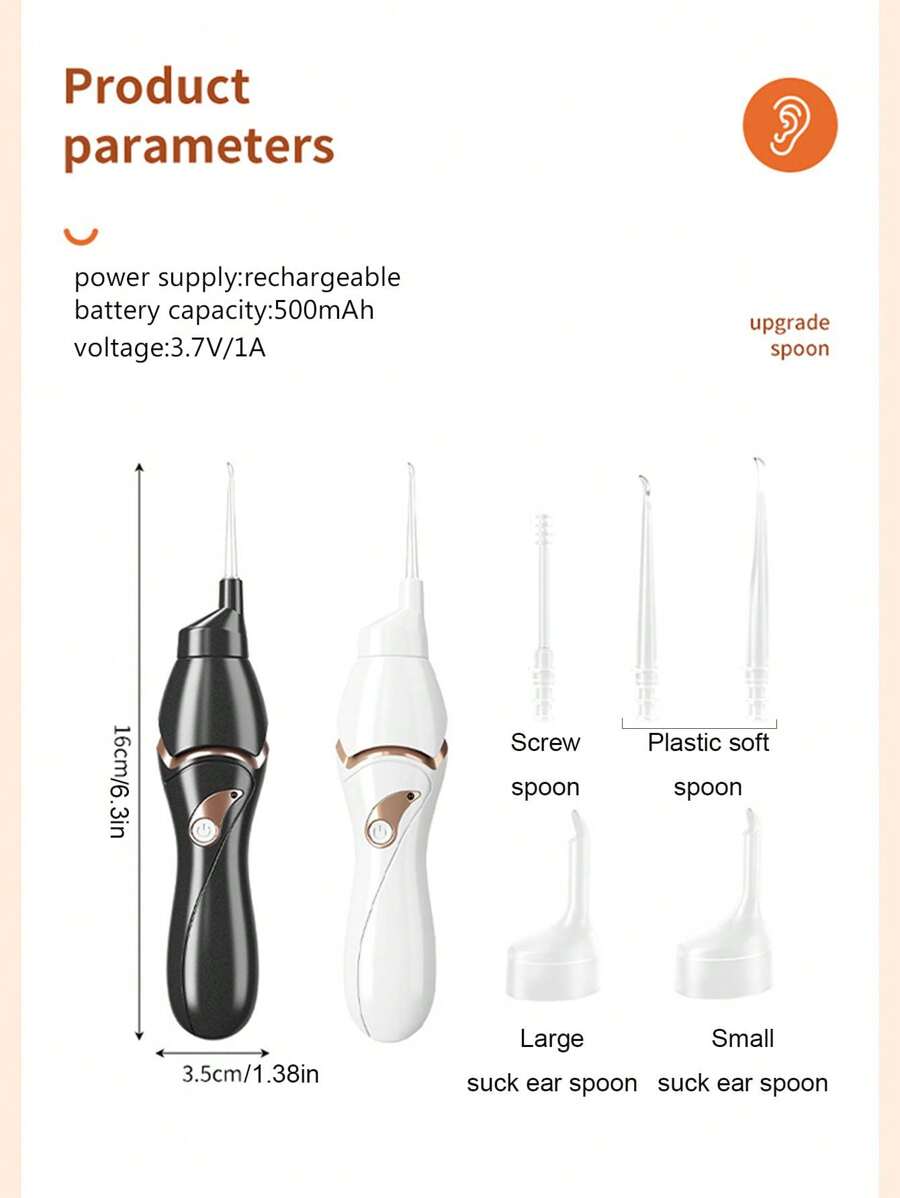 Electric Ear Picking Suction Tool, Ear Digging Spoon, Luminous Ear ...
