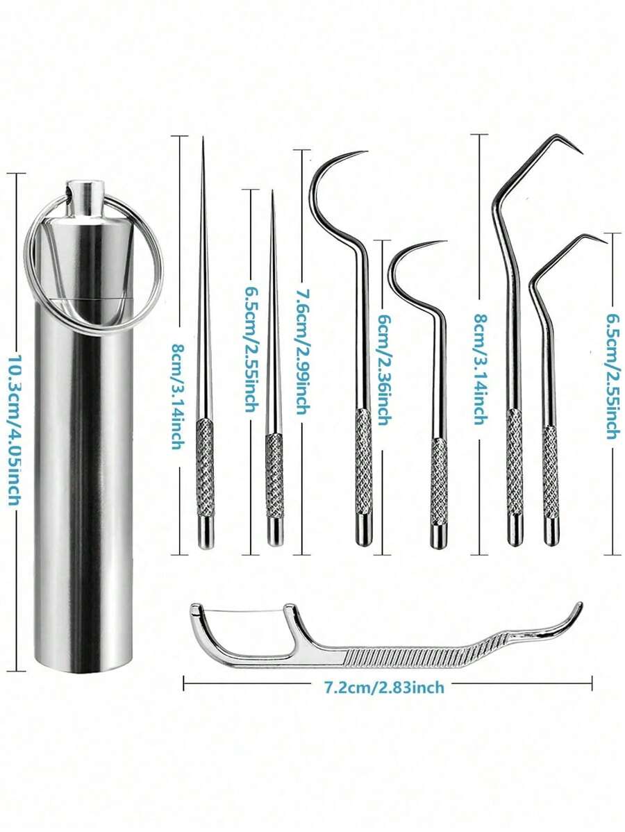 7-Piece Professional Dental Cleaning Kit: Reusable Stainless Steel ...