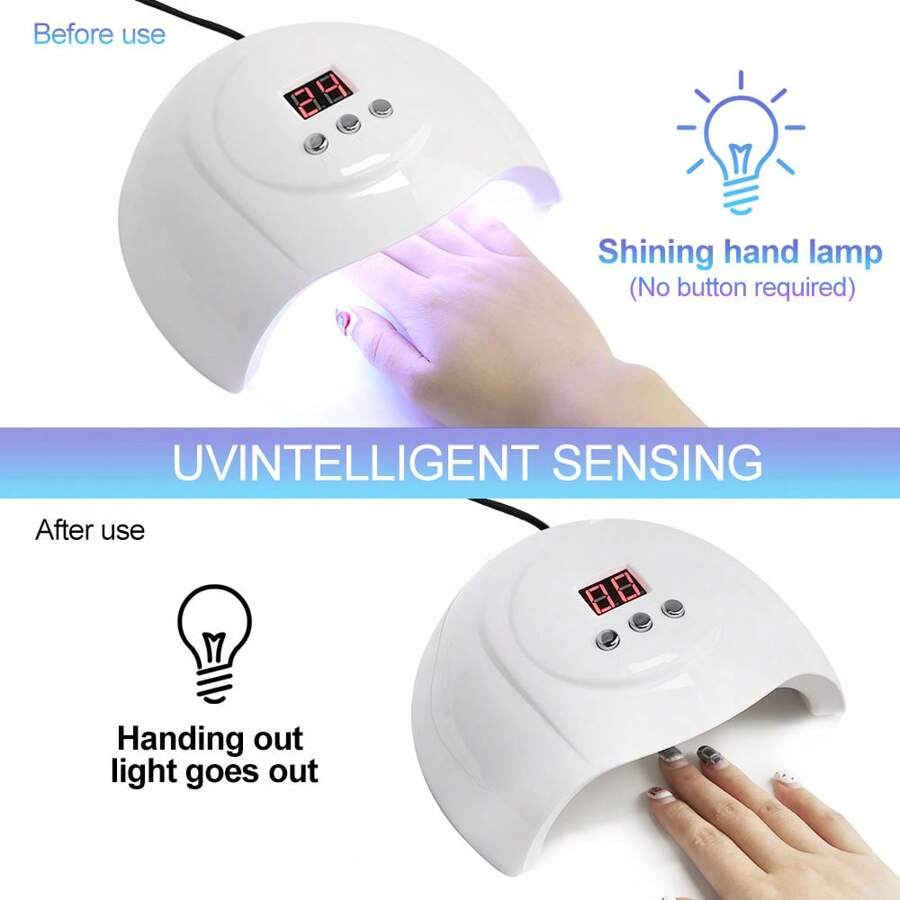 Professional 24 LED Gel Nail Dryer With 3 Timer Settings Fast Drying ...