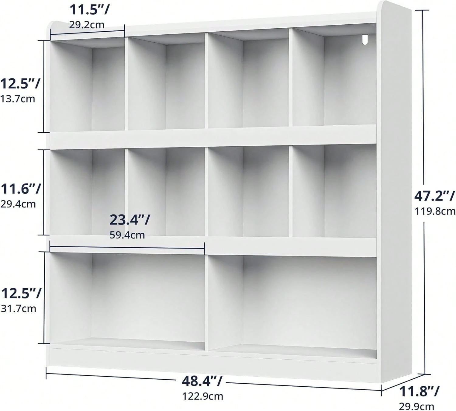 10-Cube Bookcase, 3 Tier 47.2'' Bookshelf, Bookshelf Organizer, Wooden ...