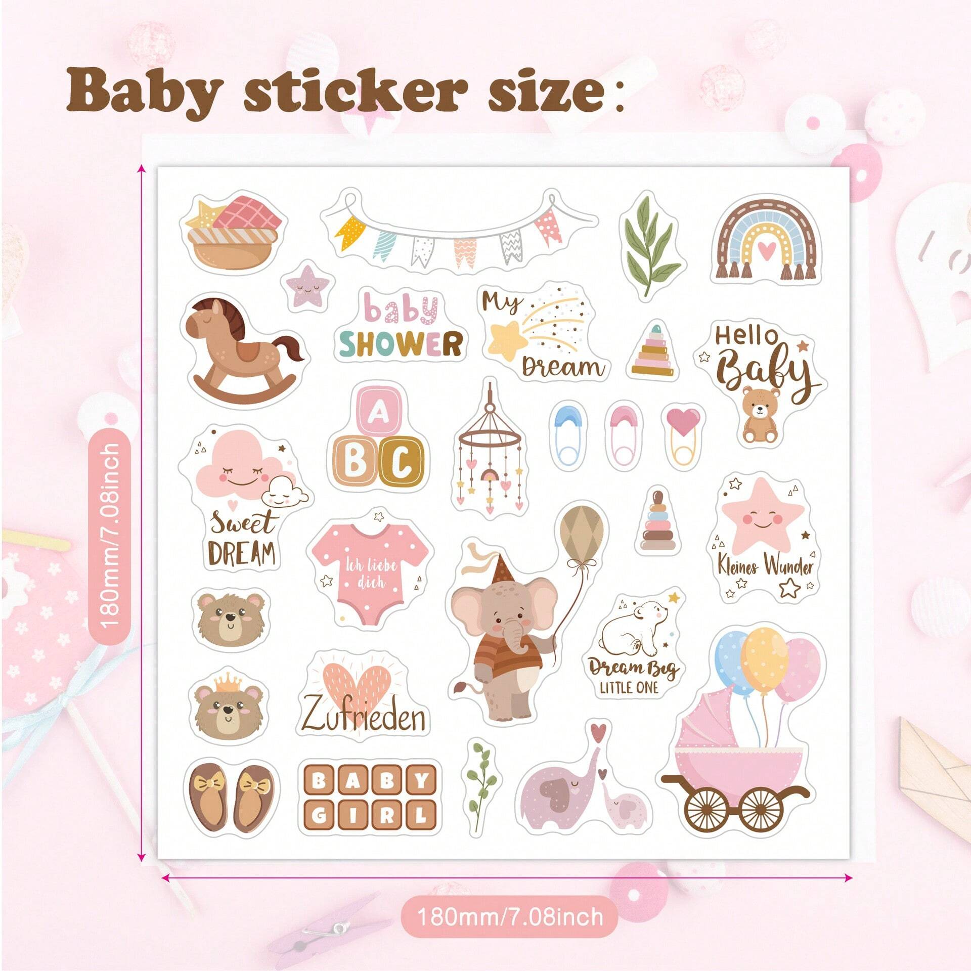 4 hojas de pegatinas para bebés, pegatinas con texto en inglés de ...