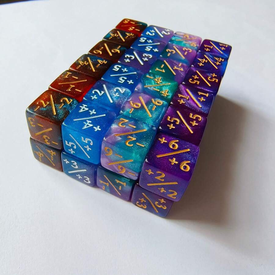 16 stuks dubbelzijdige sterren plus- en min-symbool dobbelstenen ...