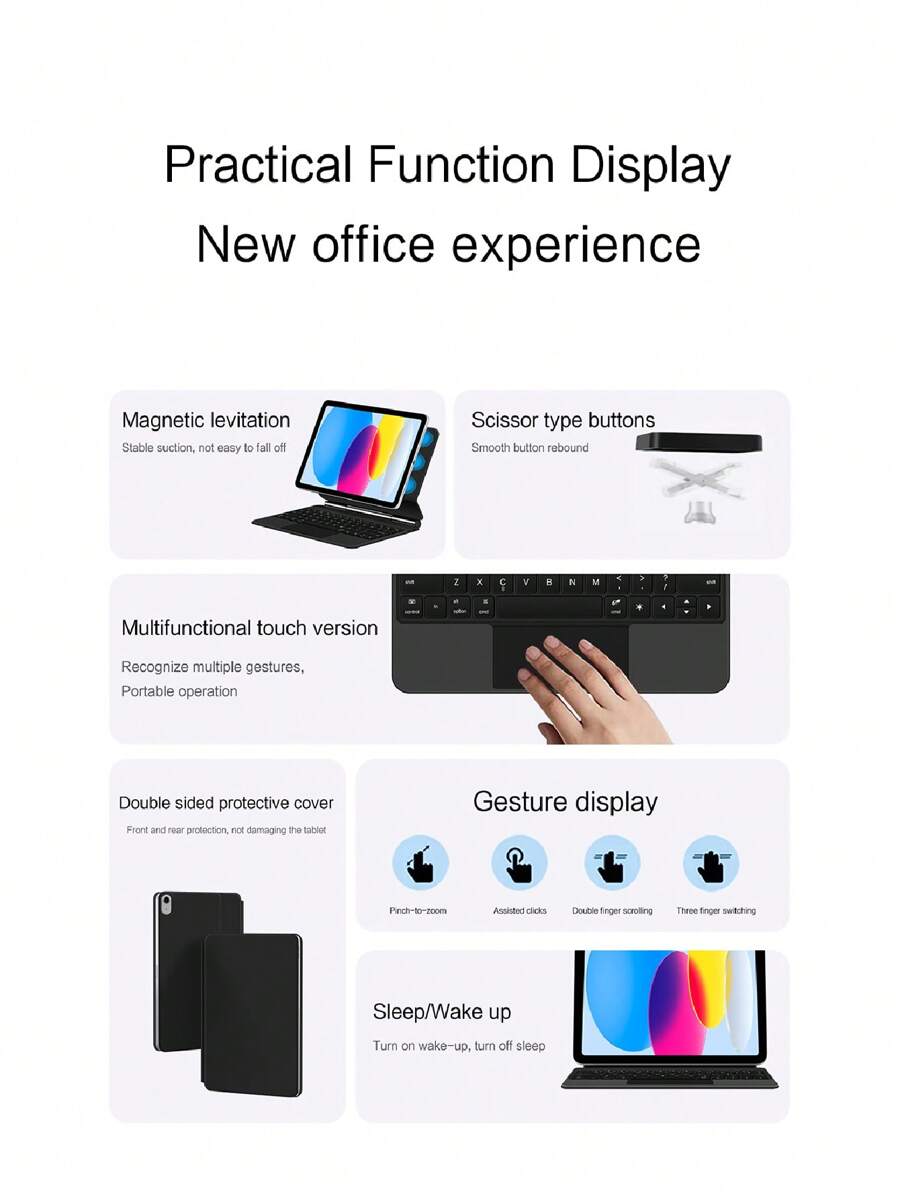 Funda de teclado mágico compatible con iPad de 10.a generación de 10.9 ...