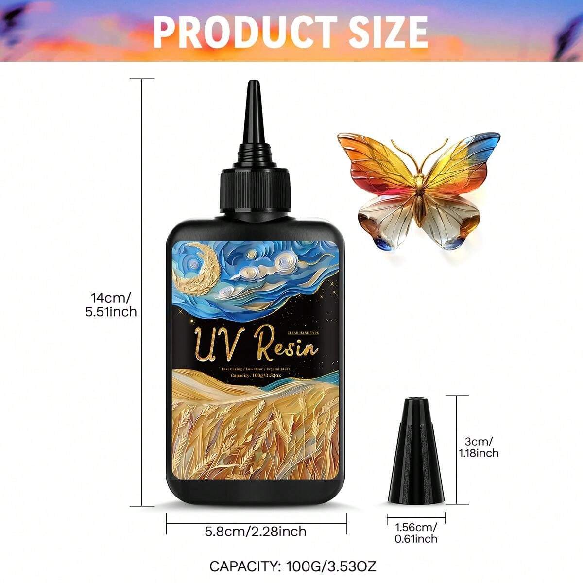 100g UV Crystal Resin, With Disposable Cups And Disposable Stirrers, New Formulation Decorative ...