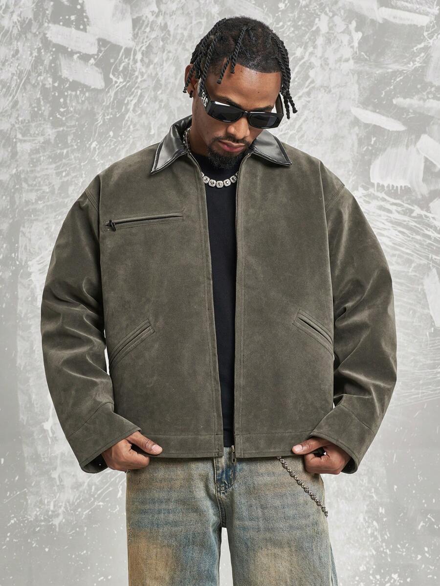 Jaqueta Retro Detroit de Flanela Pesada e Lavada, Casaco Verde Militar ...