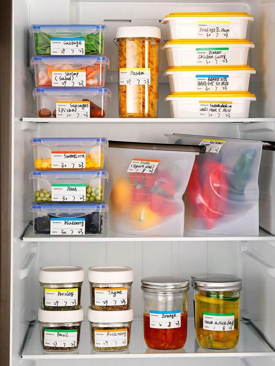 100pcs Detachable Freezing Labels For Food, Colorful Fridge Labels For ...