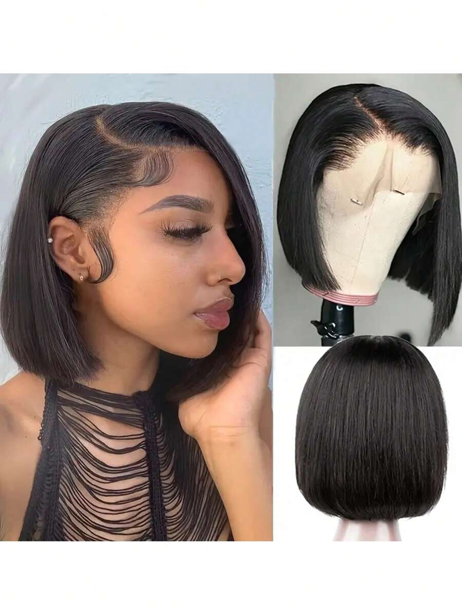16inch Wig Band Glueless Bob Wig Human Hair Pre Cut 13x4 Lace Front ...