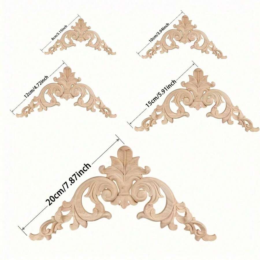 4 Packs Wood Applique Onlay, Unpainted Wooden Carved Corner Decals ...
