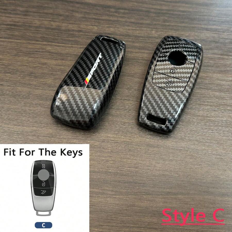 ABS Carbon Fiber Style Car Key Fob Cover For Mercedes Benz A B C E S ...