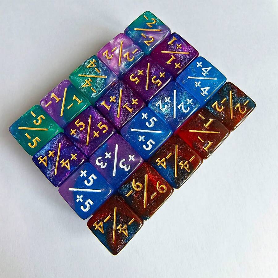 16 Pcs Double Sided Starry Plus And Minus Symbol Dice Game Pieces, Math ...