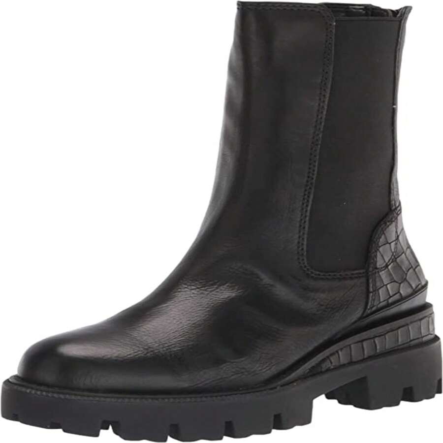 Sam Edelman Sam Edelman Genia Black Chunky Heel Rounded Toe Pull On Zip ...