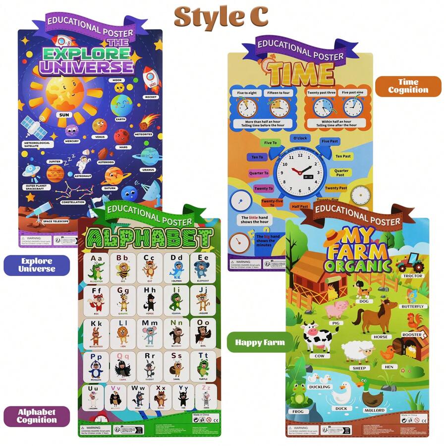 4 Educational Posters For Toddlers, Preschool Learning Posters For ...