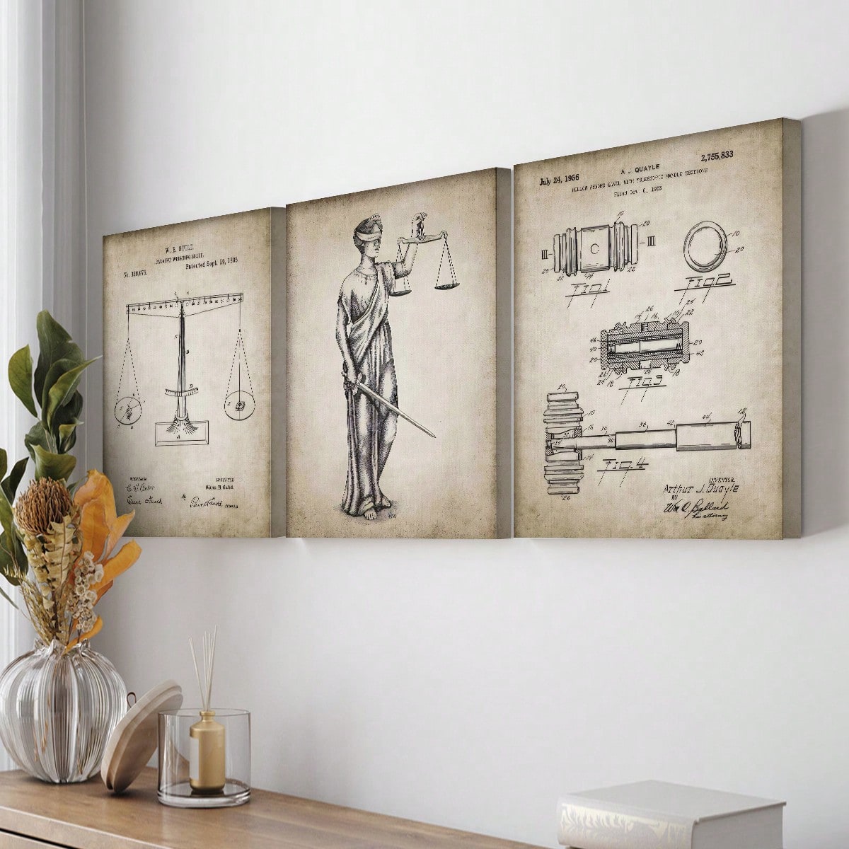 3pcs Legal Wall Art Print, Vintage Attorney Lady Justice Set Posters ...