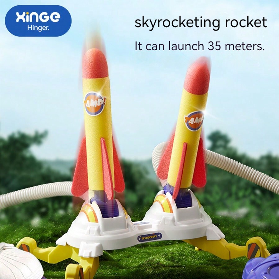 New Design Foot Operated Mini Rocket Launcher Toy, Glowing Flying ...