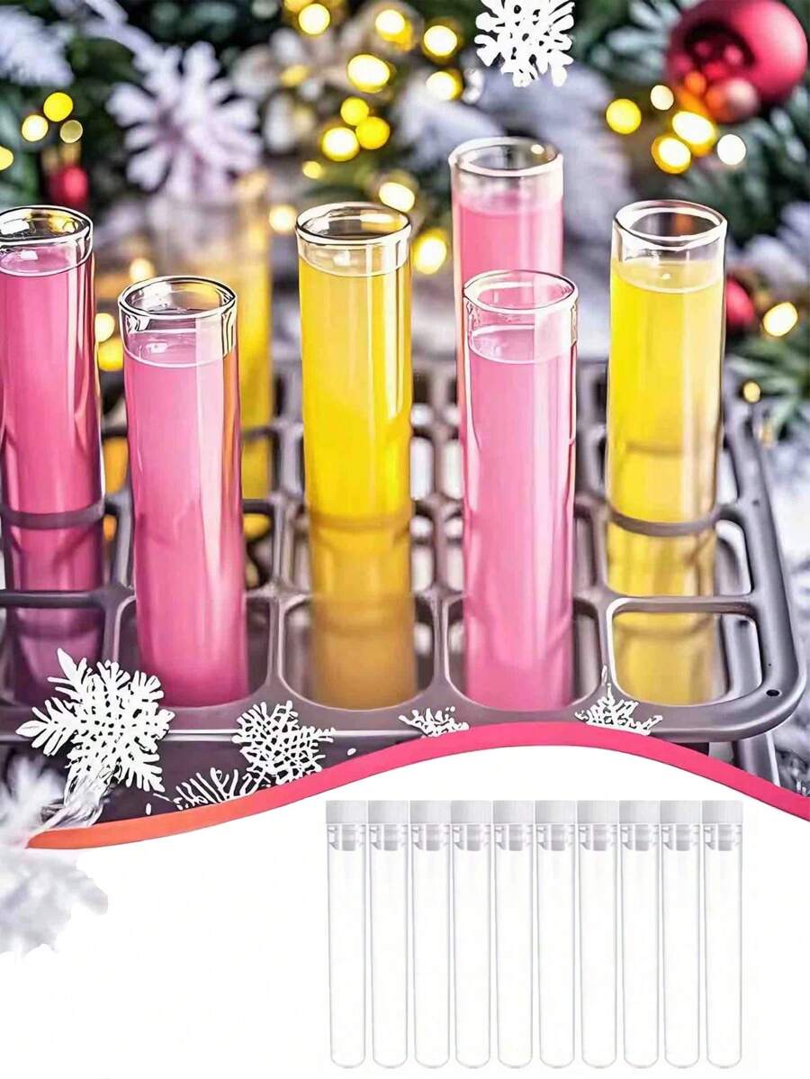 10/20/40pcs Transparent Plastic Test Tubes With Caps, Red Blood Plasma ...