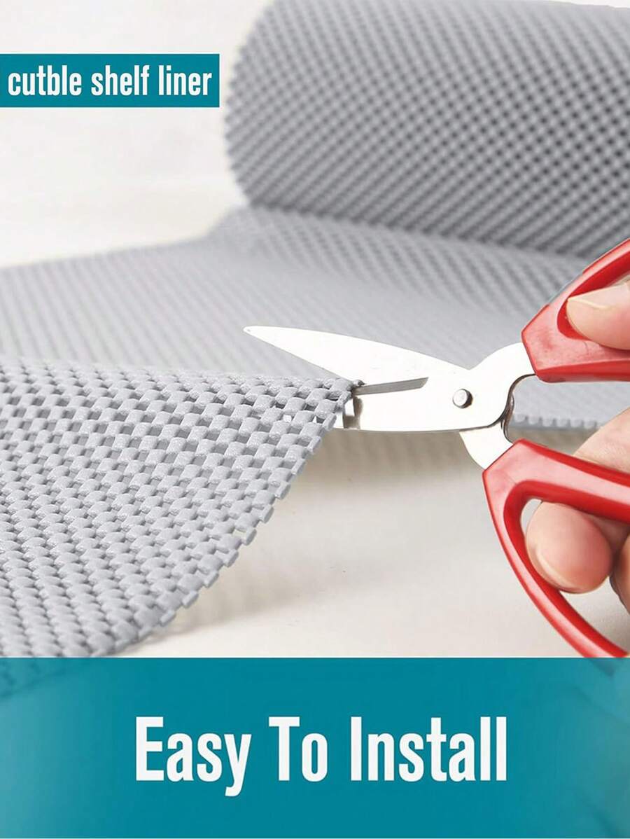 1roll Grey PVC Foam Shelf Liner For Kitchen Cabinets Non-Adhesive Mesh ...