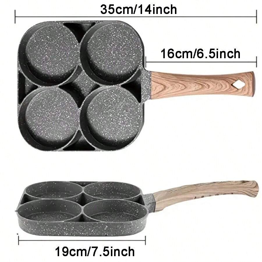 4 Holes Fry Pan For Egg, Non Stick Ham Pancake Maker, Egg Burger Pan ...