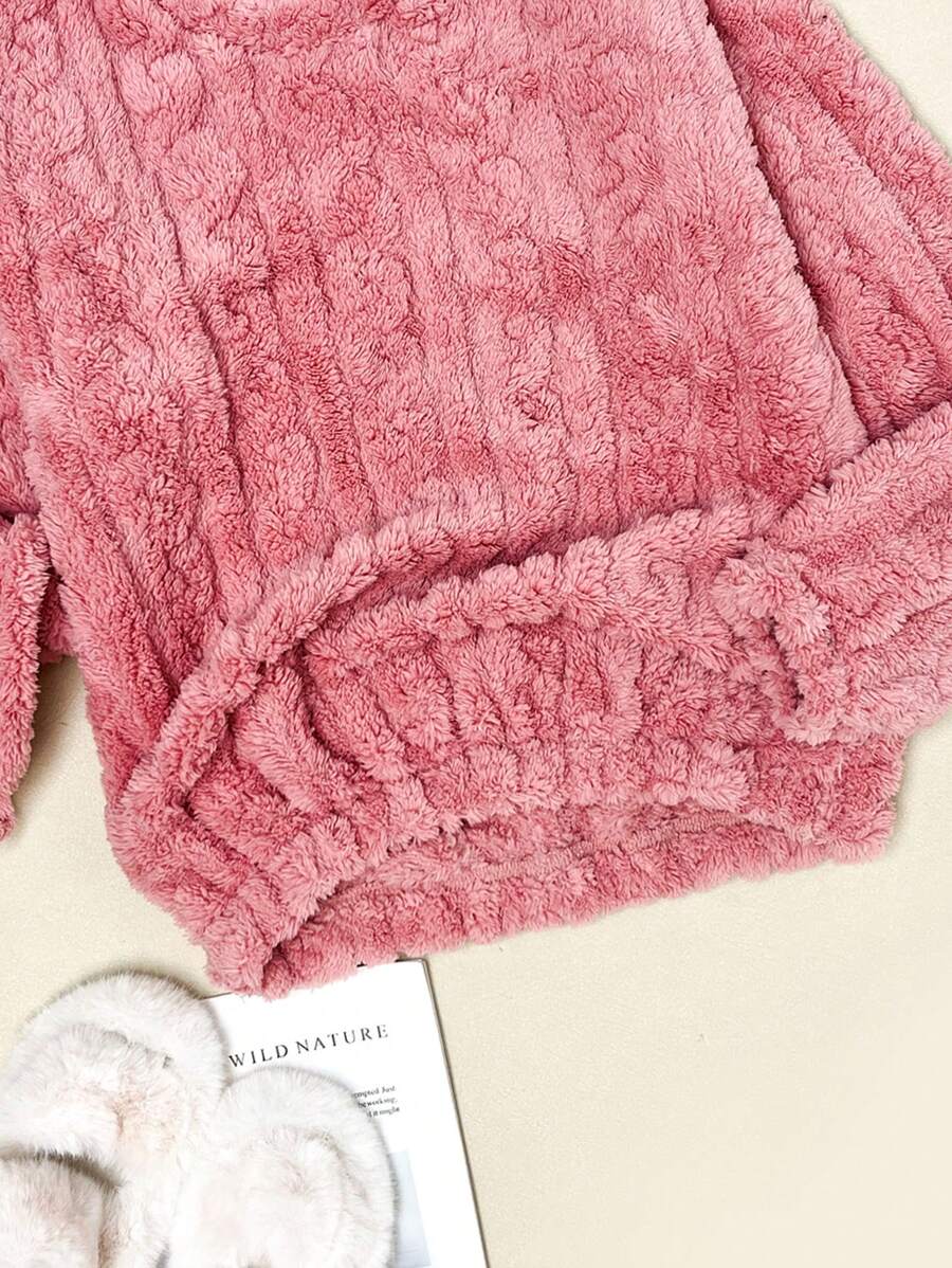 2pcs/Set Coral Fleece Pajama Set, Warm & Cozy Winter Sleepwear, Plush Soft Loungewear,Two Piece ...