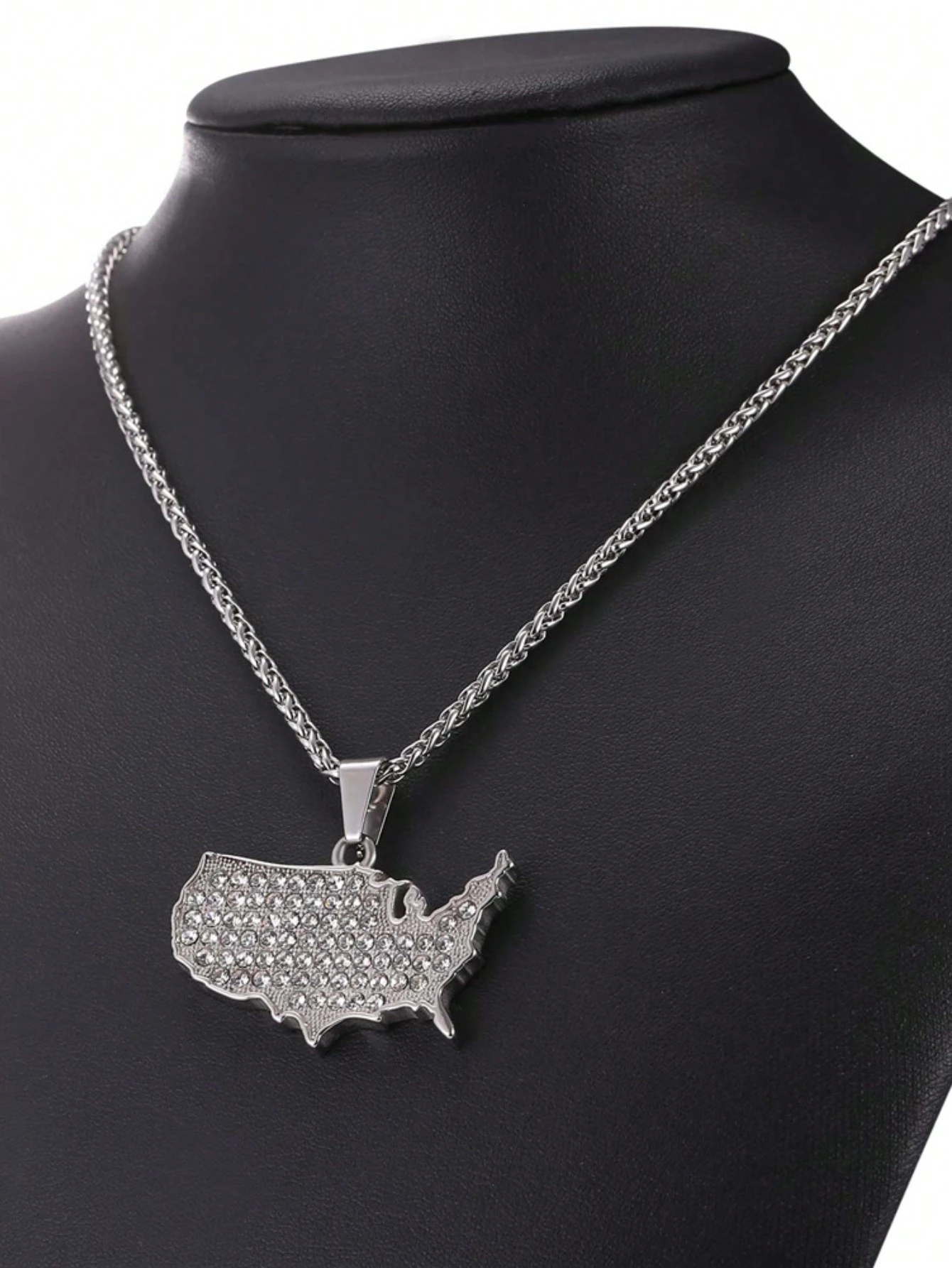 Personalized Stainless Steel United States Map Pendant Necklace For ...