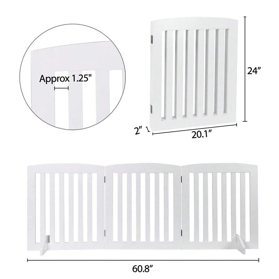 24''H Freestanding Pet Gate Step Over Dog Gate Wood Dog Cat Fence ...