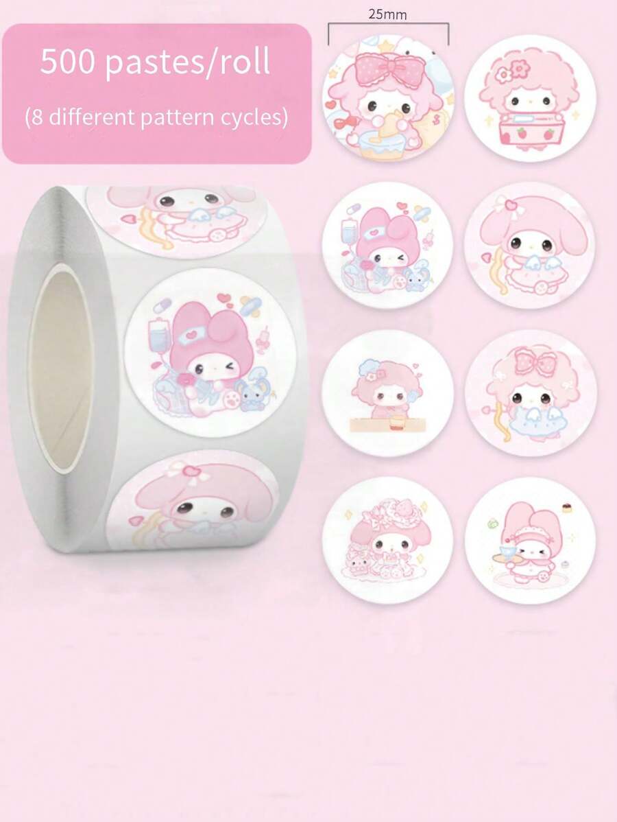 Sanrio 1pc Sanrio Seal Sticker Pink Ins Style Hand Account Sticker Roll ...