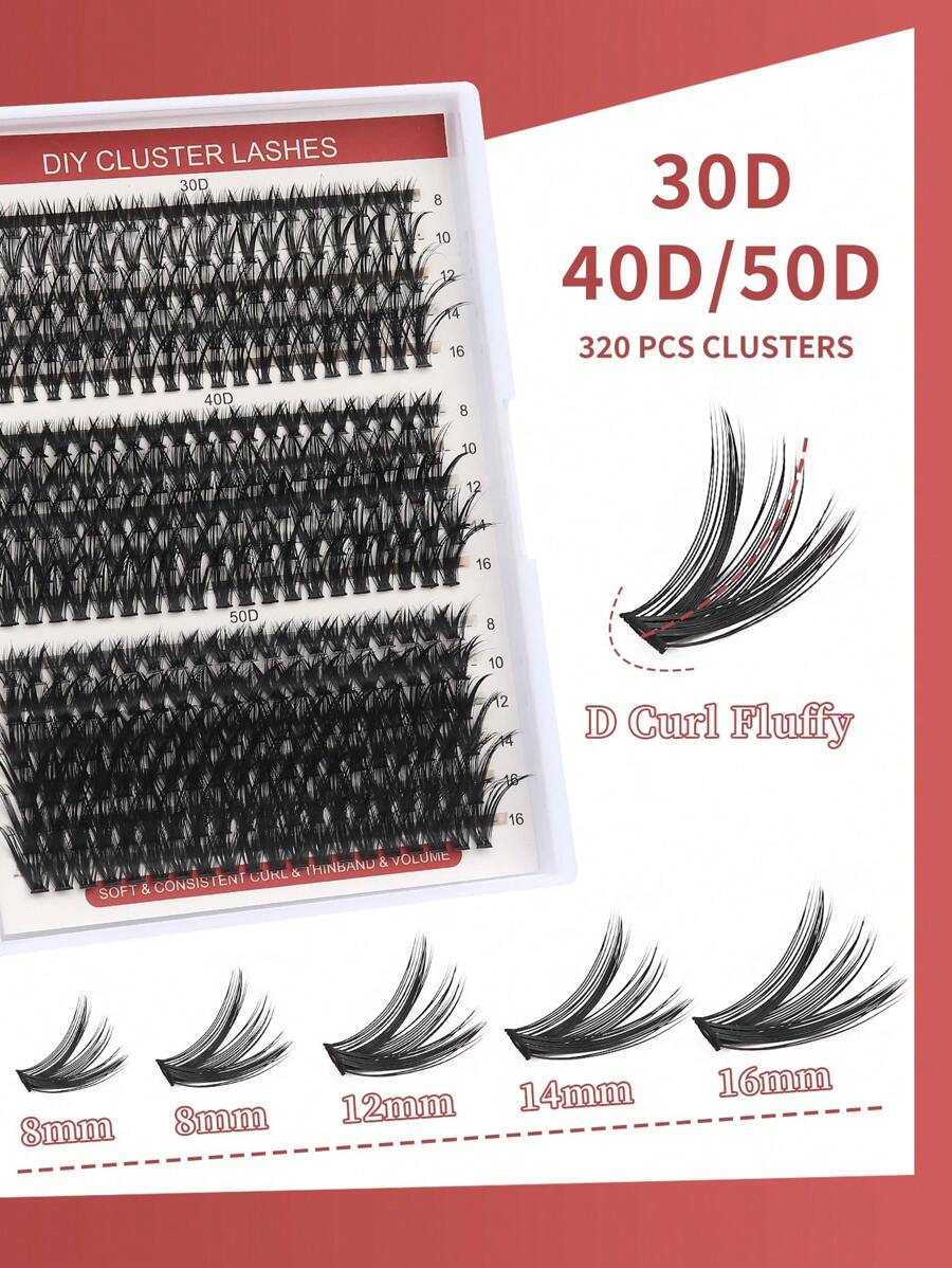 320pcs D Curl 30d 40d 50d Faux Mink Eyelashes 320 Cluster 0 07mm D