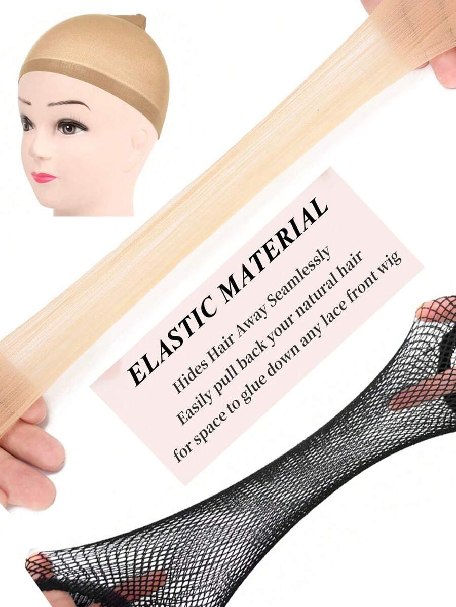 30pcs Pieces Light Brown Stocking Wig Caps Stretchy Nylon HD Wig Caps For Women Wholesale Mesh ...