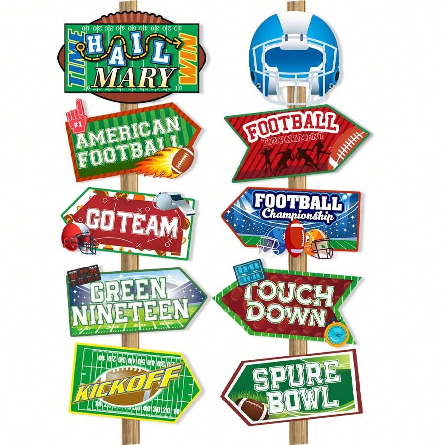 10 Pieces Football Party Sign Football Tailgate Party Supplies ...