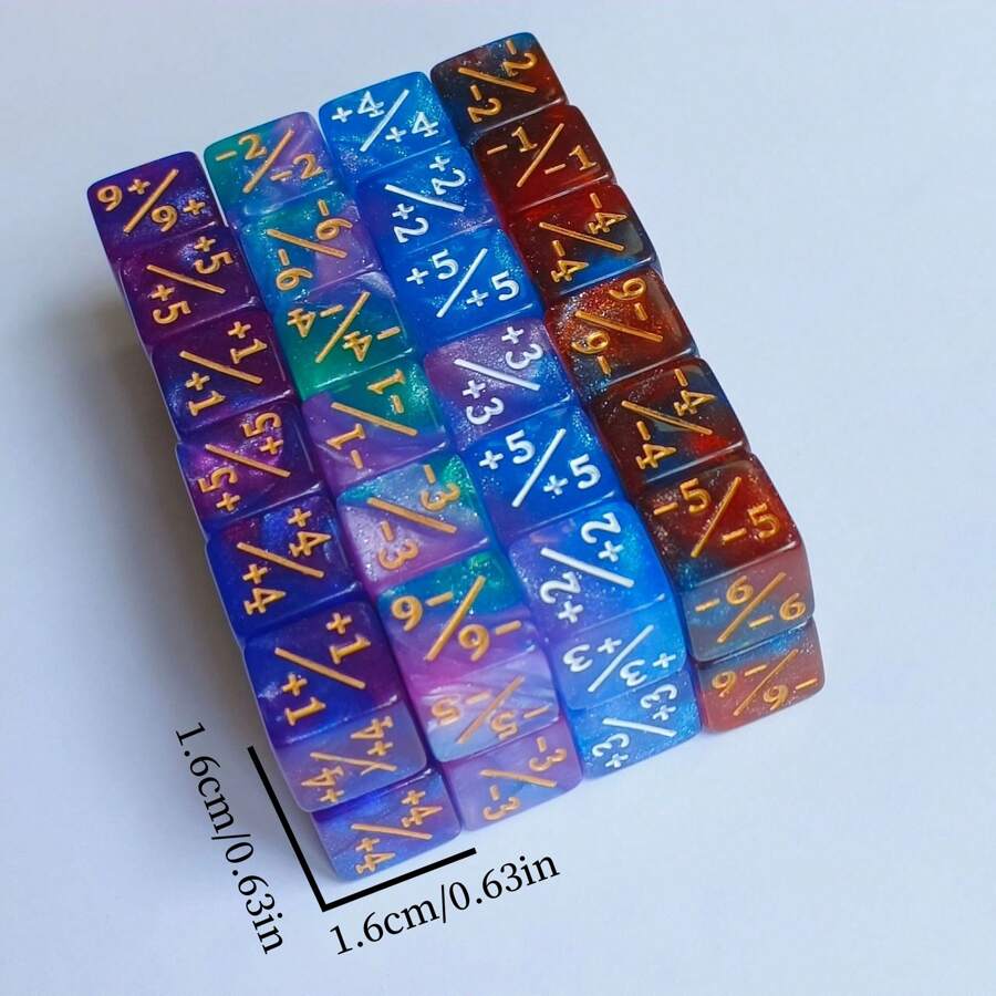 16 stuks dubbelzijdige sterren plus- en min-symbool dobbelstenen ...