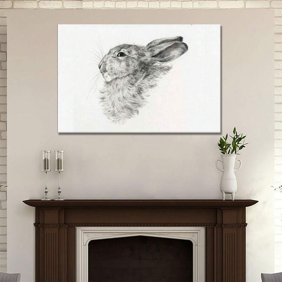 1pcs Antique Rabbit Sketch Vintage Neutral Bunny Wall Art Country ...