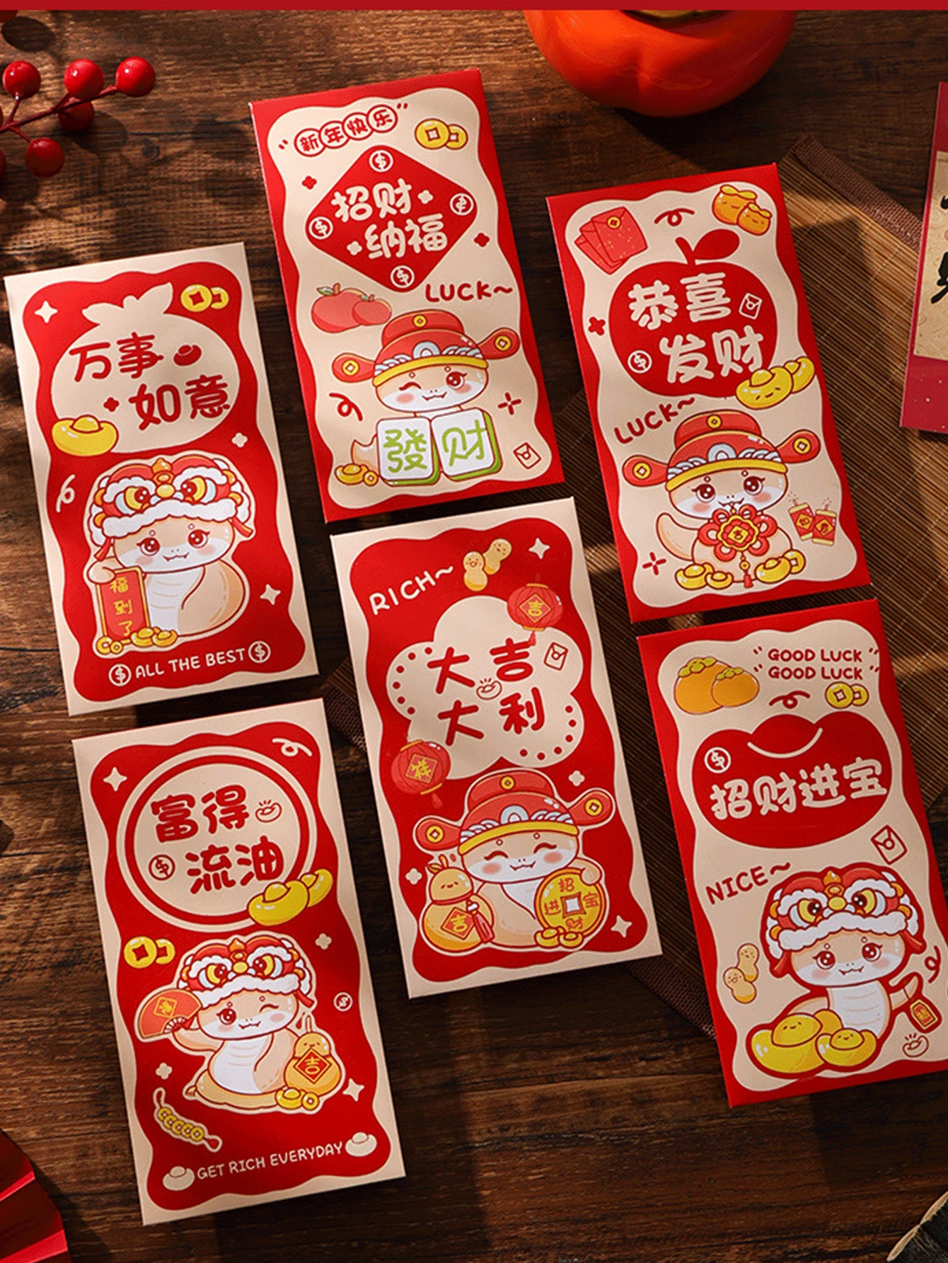 2025 Chinese New Year Of The Snake Festive Red Envelope, Cartoon Snake ...