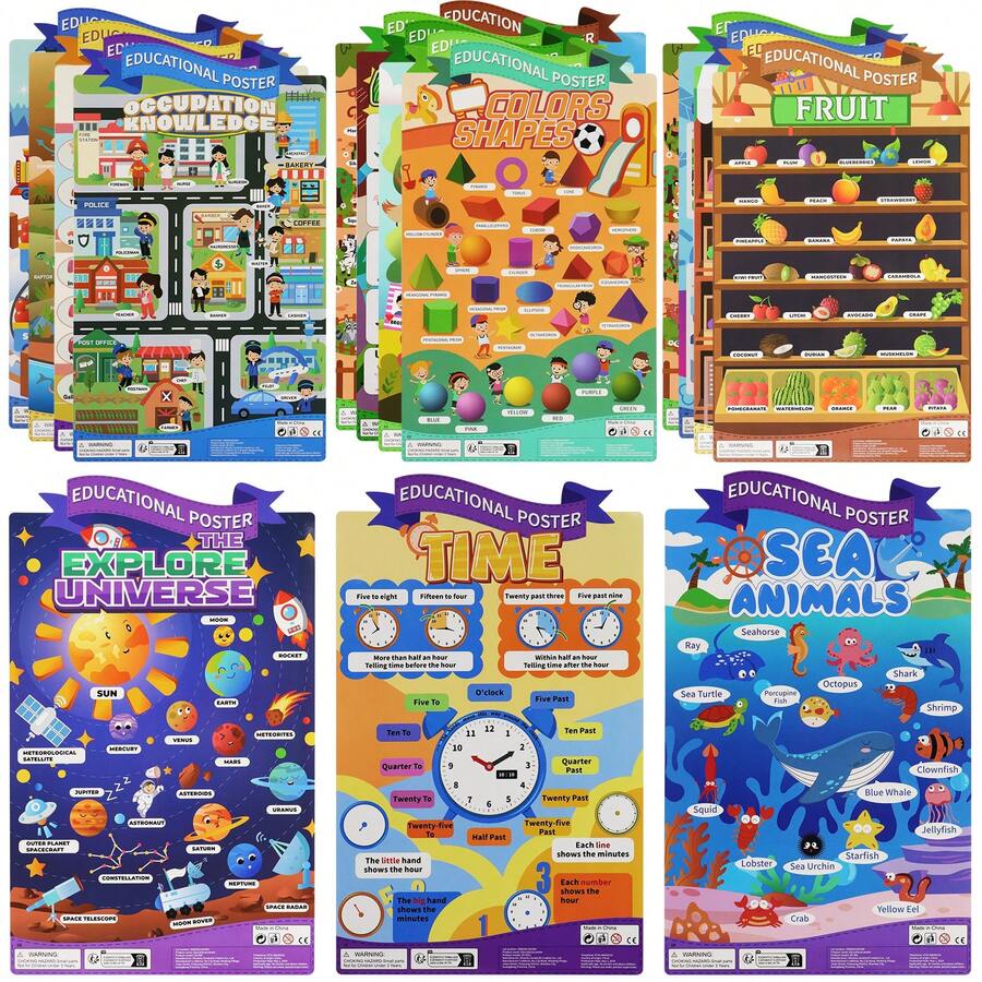 4 Educational Posters For Toddlers, Preschool Learning Posters For ...