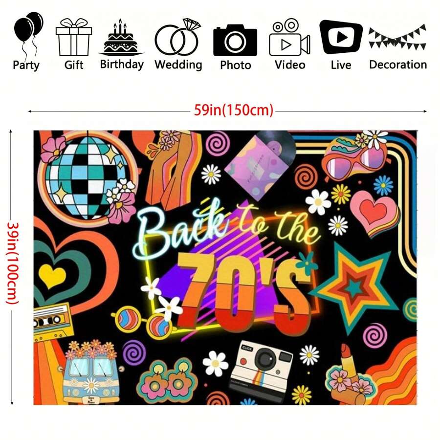 70s Disco Party Backdrop | Polyester Banner For Birthday, Party Themed ...