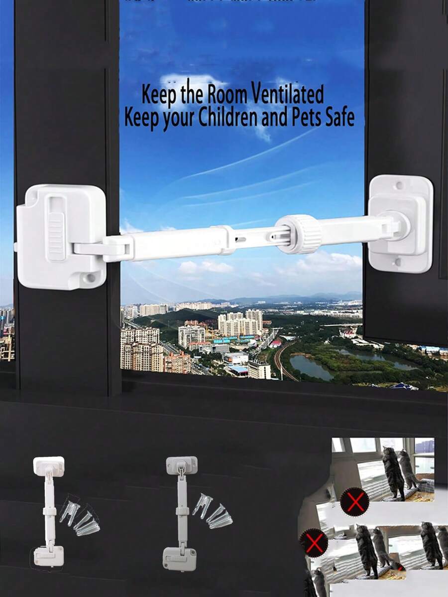 1 Pc White Safety Lock, Anti Window Opening, No Punching, Window Lock ...