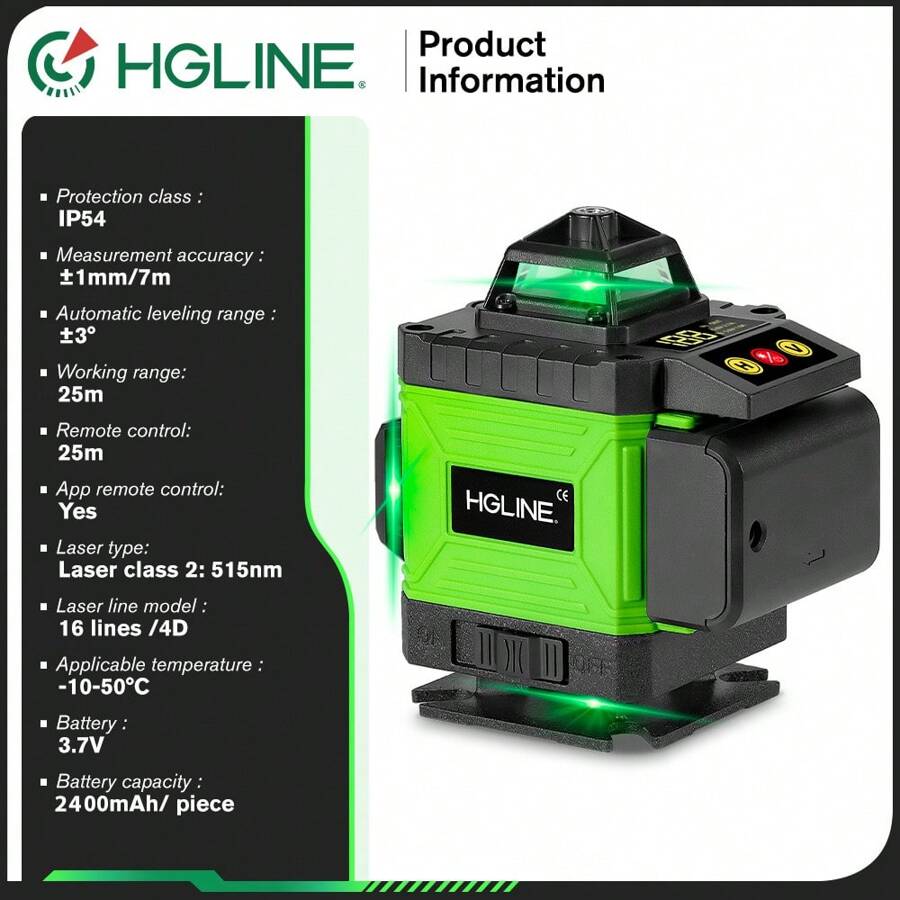 ONEVAN Niveles láser 4D de 16 líneas, herramienta de nivelación de medición autonivelante, 360 ...