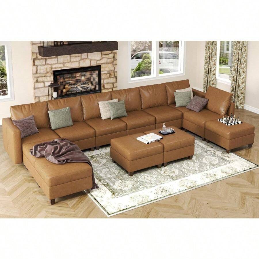 Faux Leather Modular Sectional Couch Sofa,Sectional Modular Sofa Couch ...