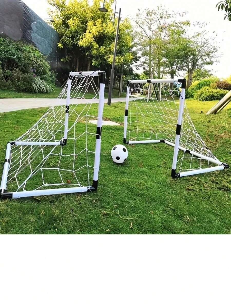 2pcs Plastic Soccer Goals + 1 Ball, Portable Home Party Soccer Goal ...