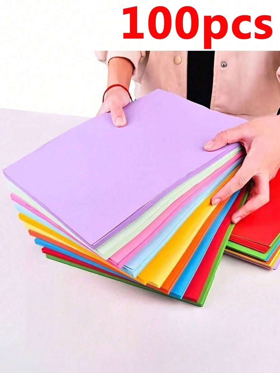 100 Sheets Colored A4 Craft Paper, Printable Paper For Origami, Cutting ...