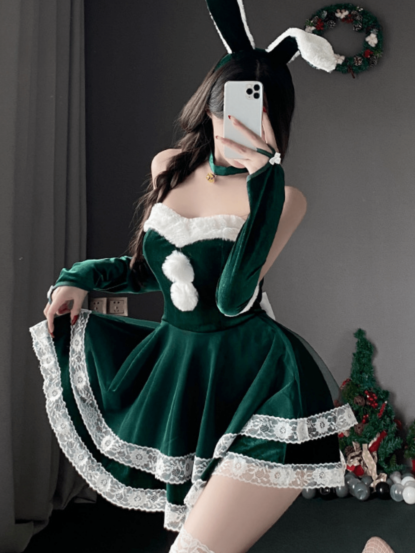 Party Performance Costume Rabbit Maid Set Cosplay Bunny Girl Headband ...