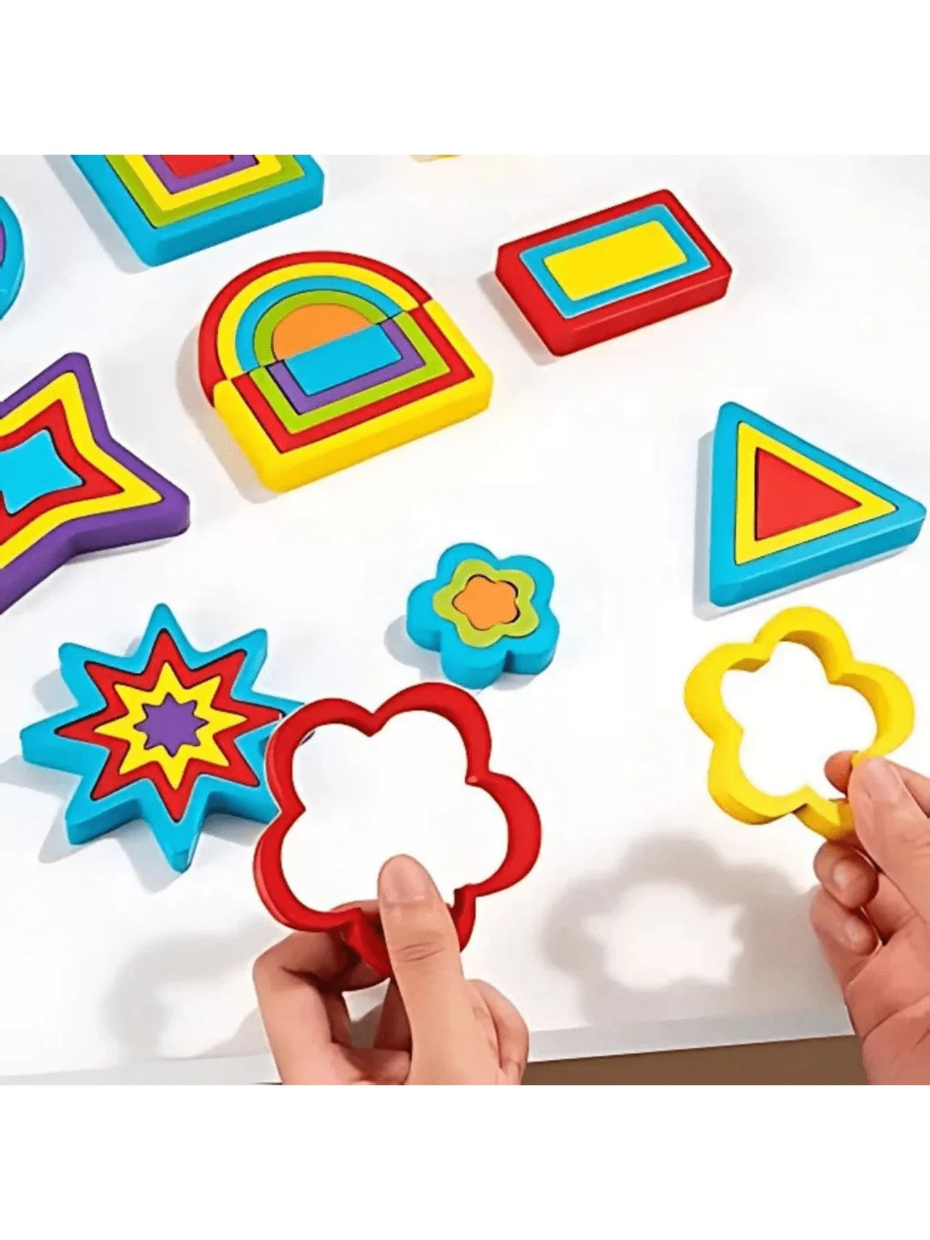Fun Fitting Puzzle Shapes And Colors Educational Geometric MDF ...