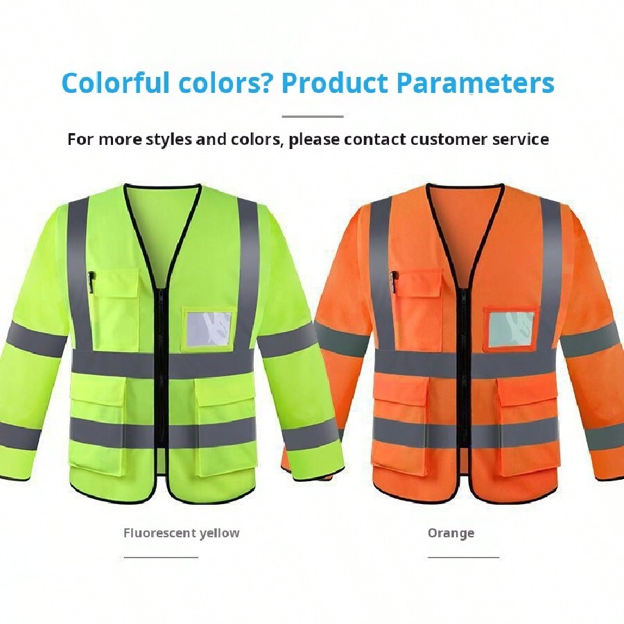 Long Sleeved Reflective Vest Construction Vest Safety Fluorescent ...